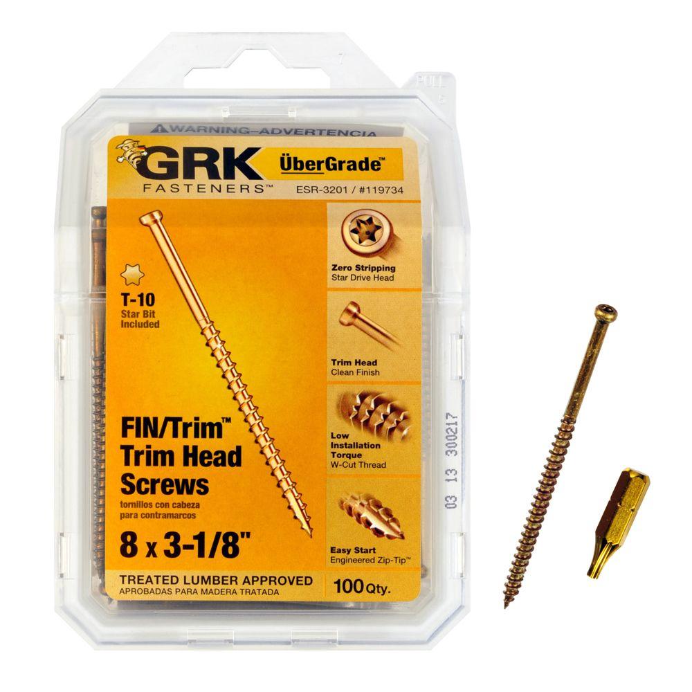 GRK Fasteners 8 X 3 1 8 In Star Drive Trim Finishing Trim Head Screw GRK Fasteners 8 X 3 1 8 In Star Drive Trim Finishing Trim Head Screw