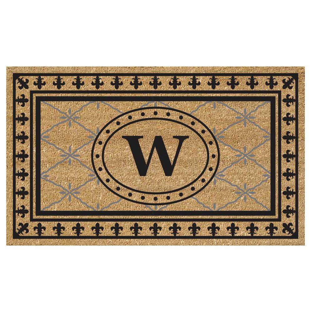 Outdoor Entrance Monogrammed Coir/Vinyl Door Welcome Home Mat Letter W ...