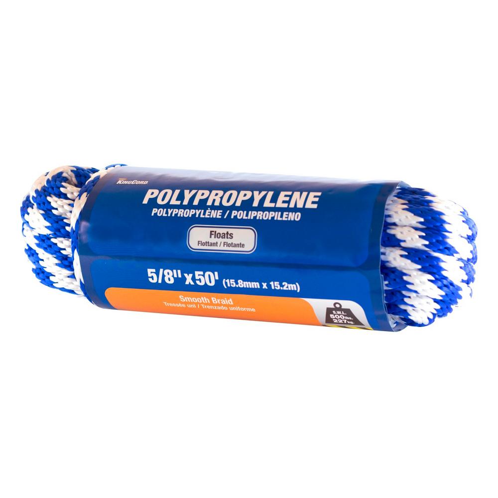 Rope King 5/8 in. x 140 ft. Solid Braided Poly Rope Blue-SBP-58140B ...
