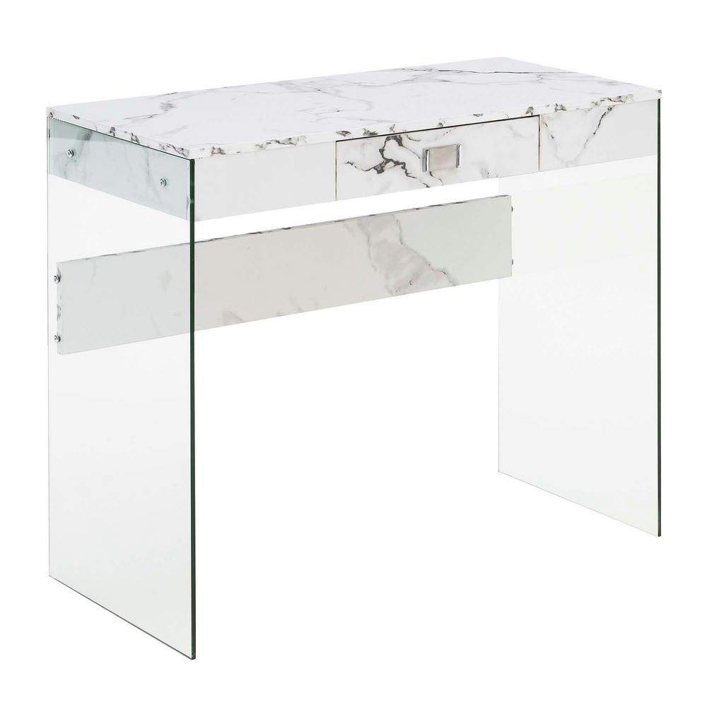 SoHo 36 in. Rectangular Faux White Marble Particle Board 1-Drawer ...