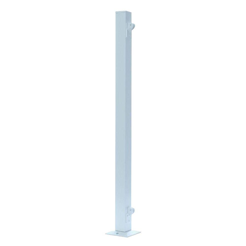 UDECX 3-1/6 ft. x 2 in. x 2 in. Aluminum White End Railing Post-RRE941 ...