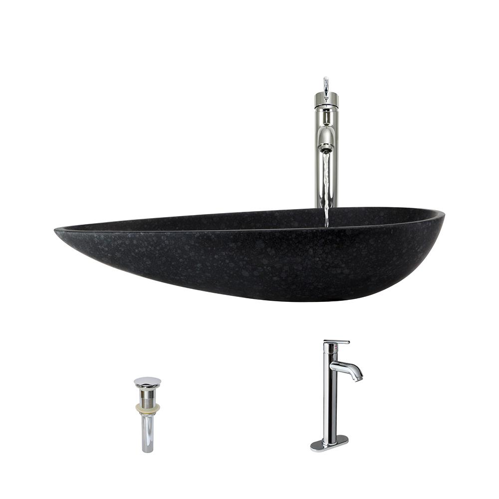 MR Direct Stone Vessel Sink in Shanxi Black Granite with Waterfall ...