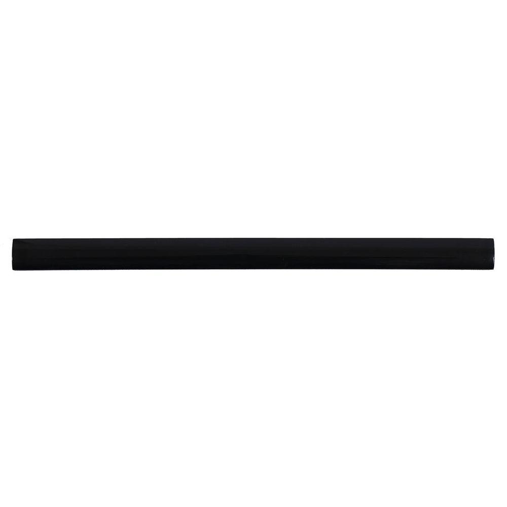 Ivy Hill Tile Black 3/4 in. x 12 in. Glass Pencil Liner Trim Wall Tile ...