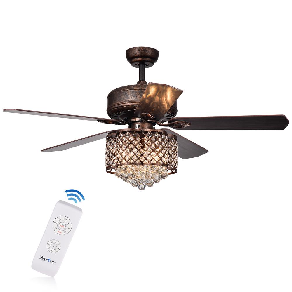 Warehouse of Tiffany Pshita 52 in. Indoor Bronze Finish Ceiling Fan ...