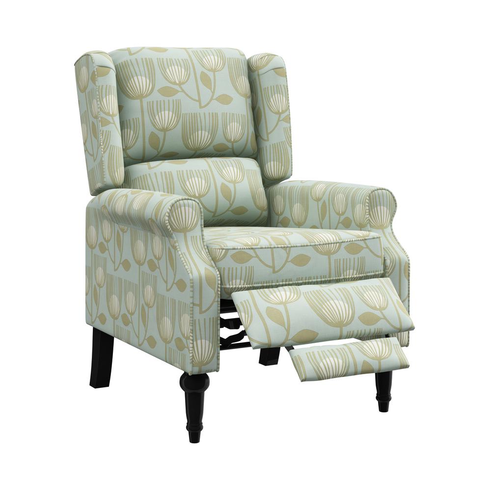 ProLounger Sky Blue Modern Tulip Print Wingback Pushback Recliner ...