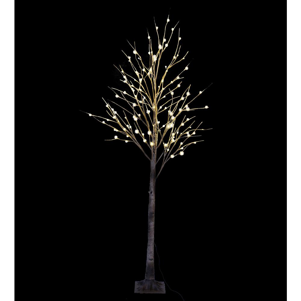 Lightshare 8 ft. Pre-Lit LED Birch Tree with Natural Wild and 132 Warm ...