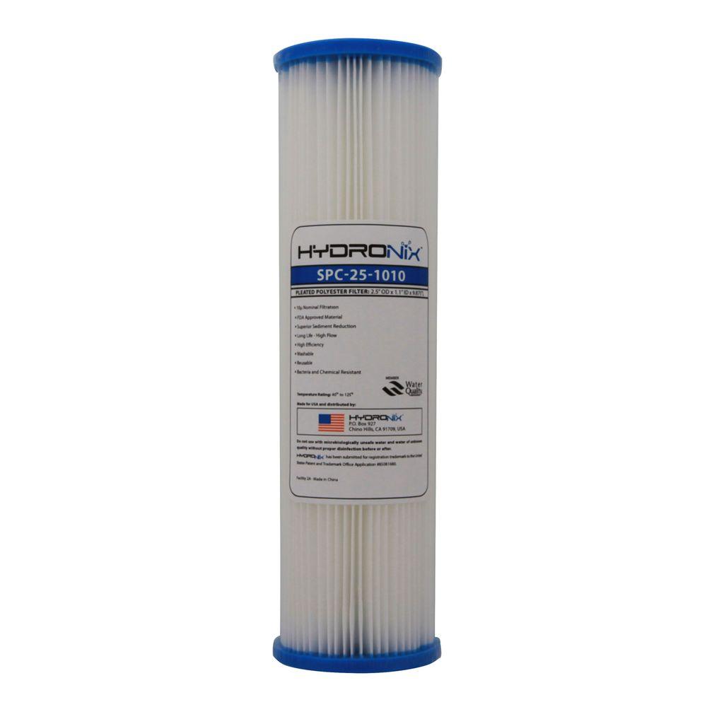 HYDRONIX SPC-25-1010 2.5 in. x 9-3/4 in. 10 Micron Polyester Pleated ...