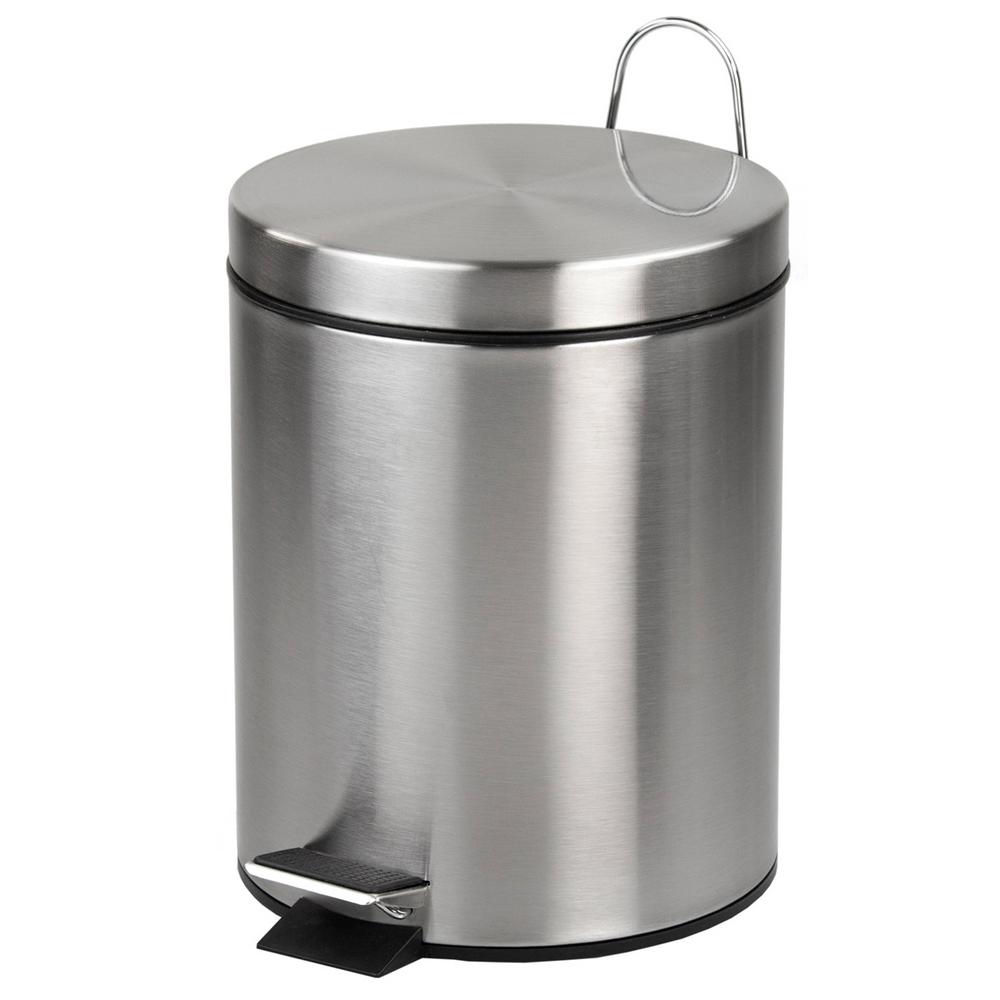 Home Basics 1.32 Gal. Stainless Steel Matte Trash Can with Silver ...