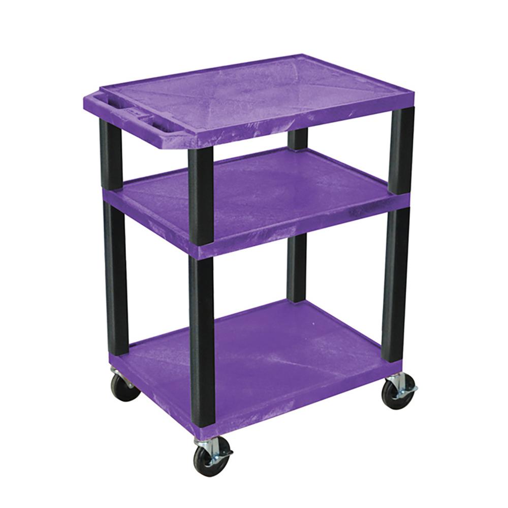 Luxor 34 A/V 18 in. X 24 in. Cart - Three Shelves With Electric Purple ...