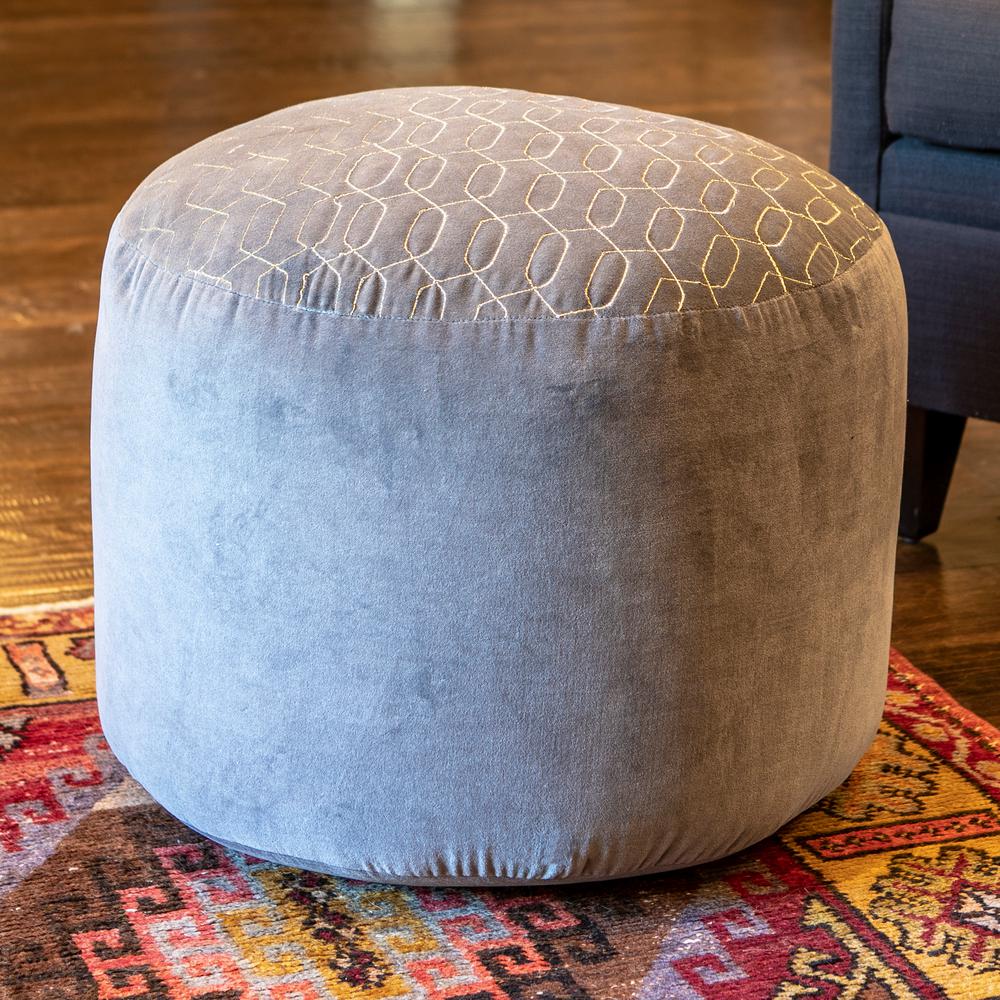 Decor Therapy Natalie Gray Velvet Pouf-FR8721 - The Home Depot