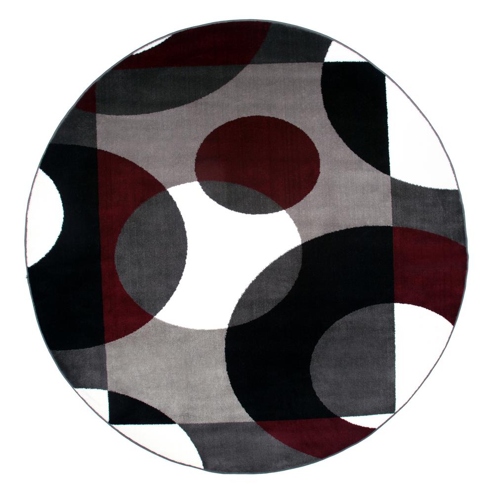 World Rug Gallery Contemporary Circles Burgundy Indoor 6 ft. 6 in ...