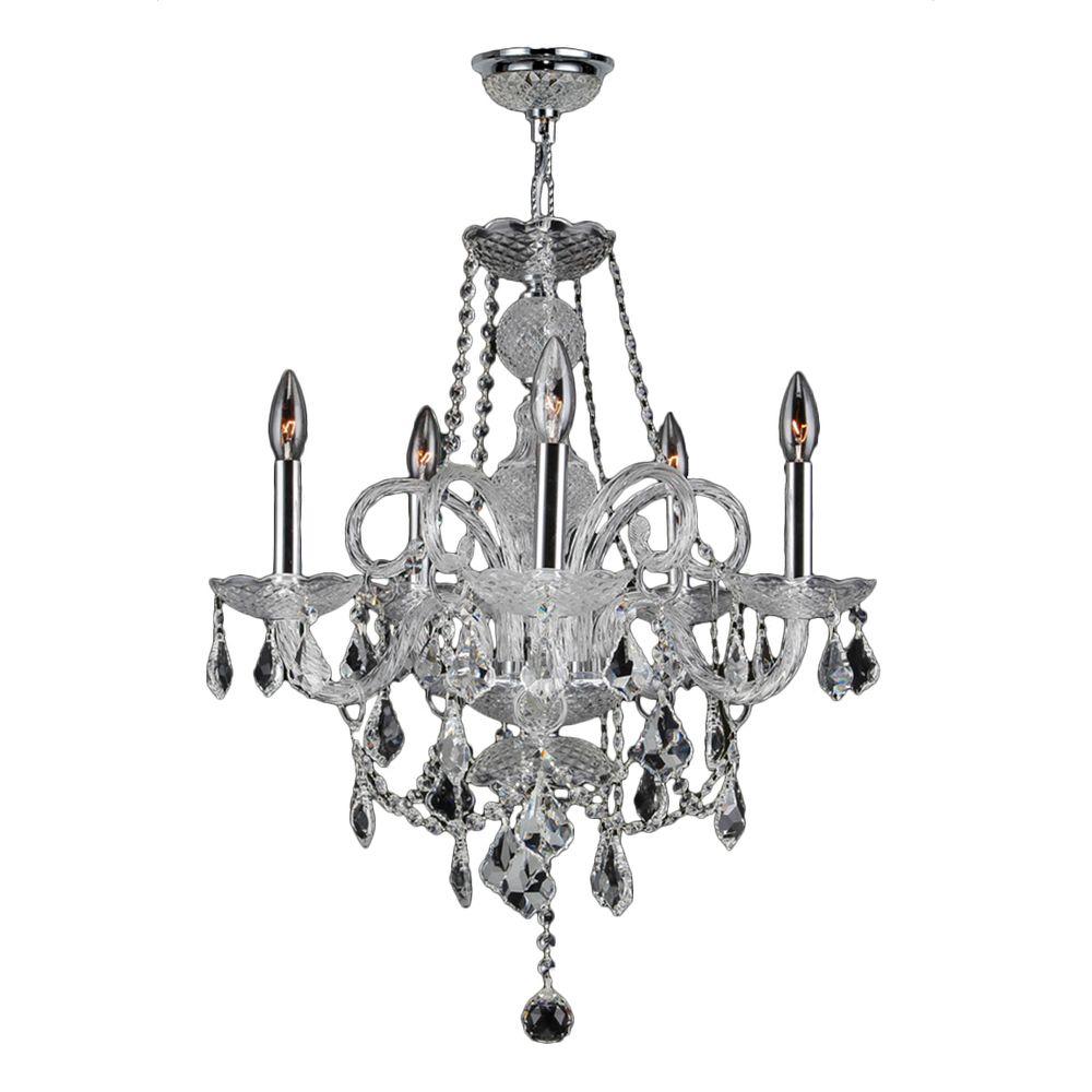 Worldwide Lighting Provence Collection 5-Light Chrome Crystal ...