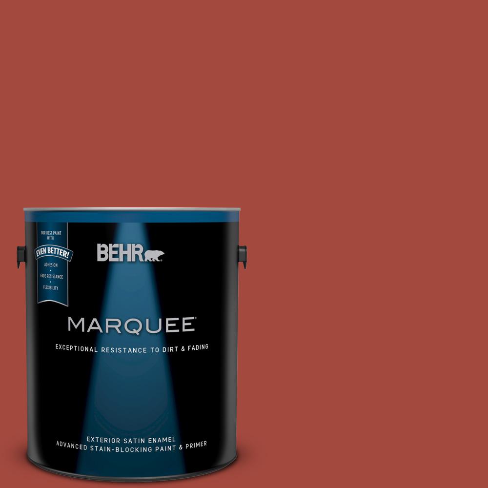 BEHR MARQUEE 1-gal. #170D-7 Farmhouse Red Satin Enamel Exterior Paint ...