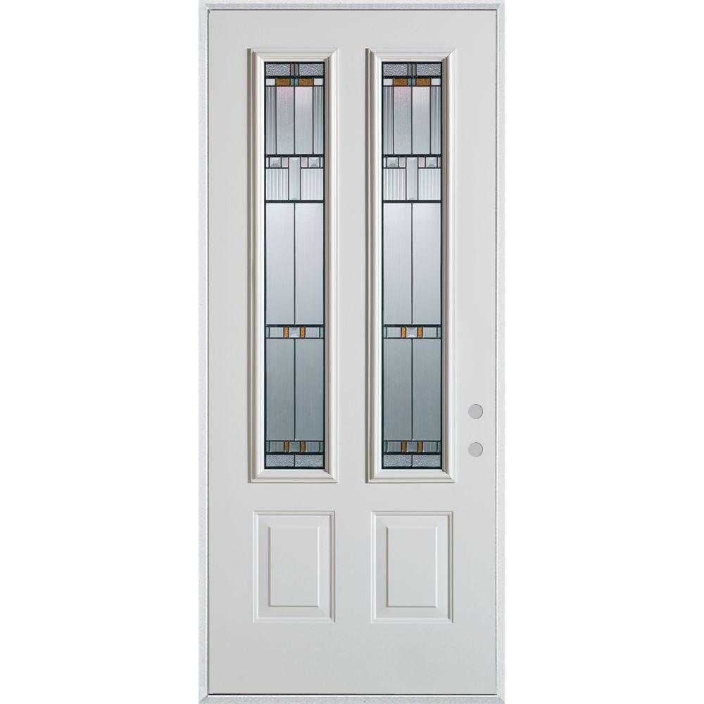 Stanley Doors 36 in. x 80 in. Architectural 2 Lite 2-Panel Painted ...