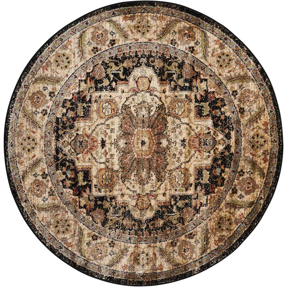 Nourison Delano Black 5 ft. x 5 ft. Round Area Rug-371065 - The Home Depot