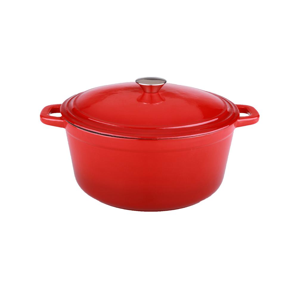 BergHOFF Neo 5 Qt. Red Oval Cast Iron Casserole Dish with Lid-2211279A ...