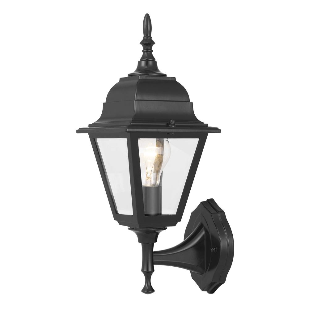 Worldwide Lighting Mansard 15 in. 1-Light Black Outdoor Wall Sconce ...
