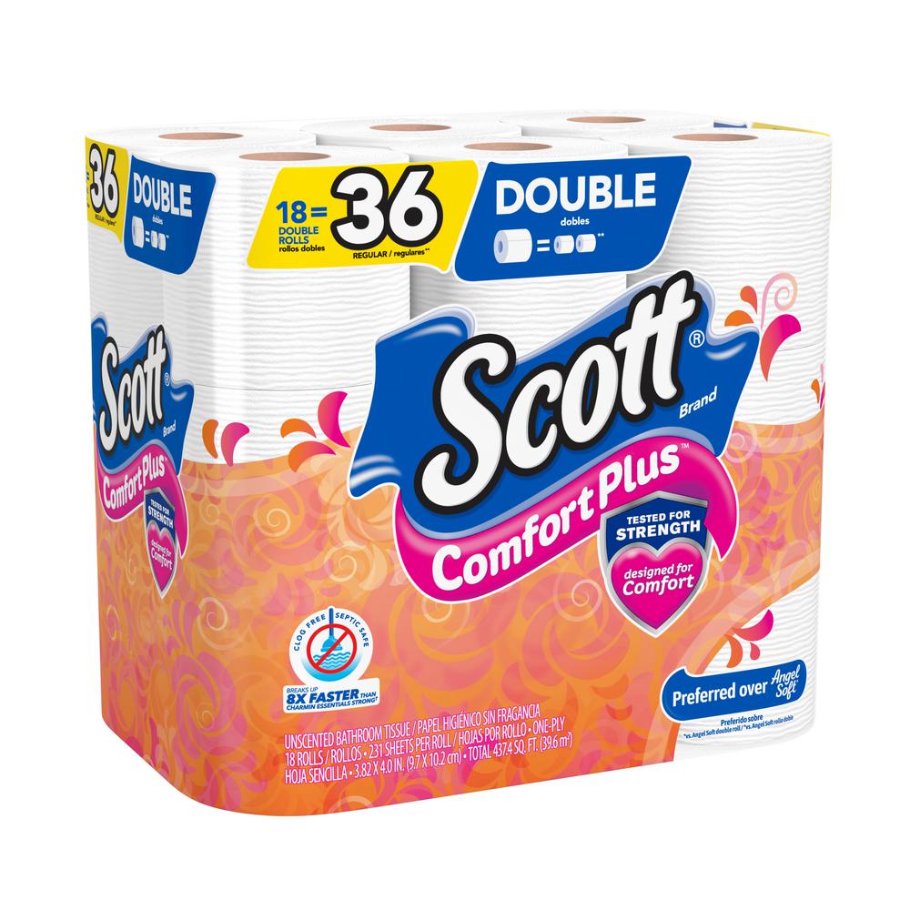 Paper Products Scott Comfortplus Toilet Paper Bath Septic-Safe ...