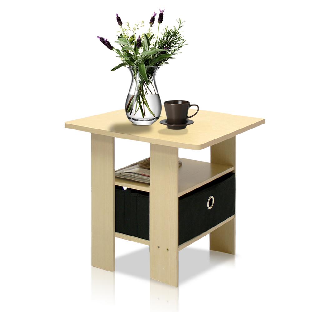 Furinno Steam Beech and Black Storage End Table 11157SBE/BK - The Home ...