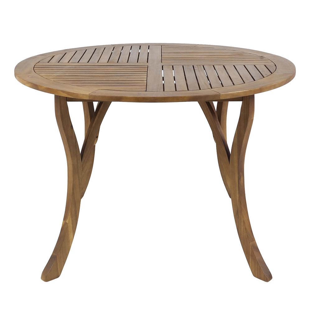 Noble House Hermosa Teak Brown Round Wood Outdoor Dining Table-304867 ...