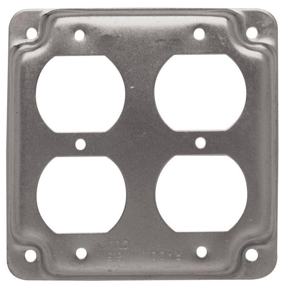 RACO 4 in. Square Exposed Work Cover for Two Duplex Receptacles (10 ...