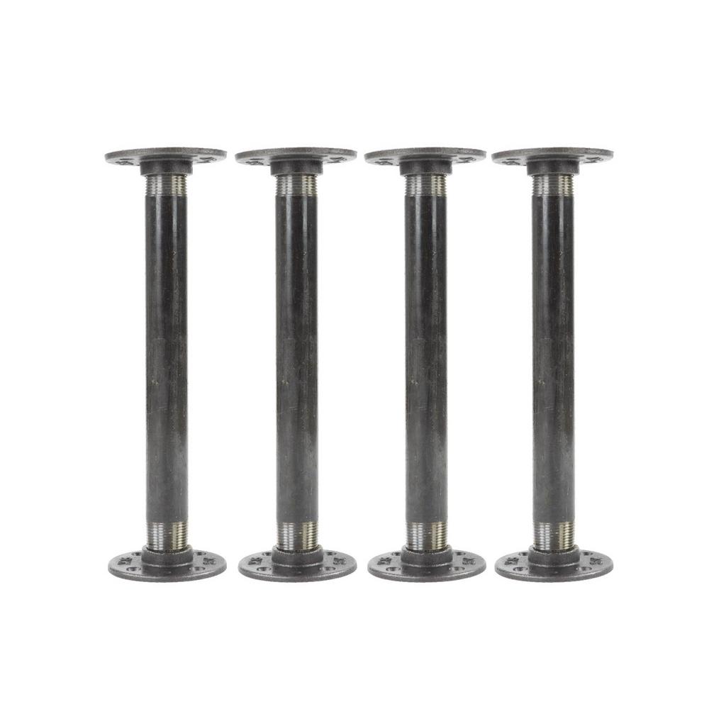 PIPE DECOR 1 in. x 1 ft. L Black Steel Pipe Flange Table Leg Kit (Set ...