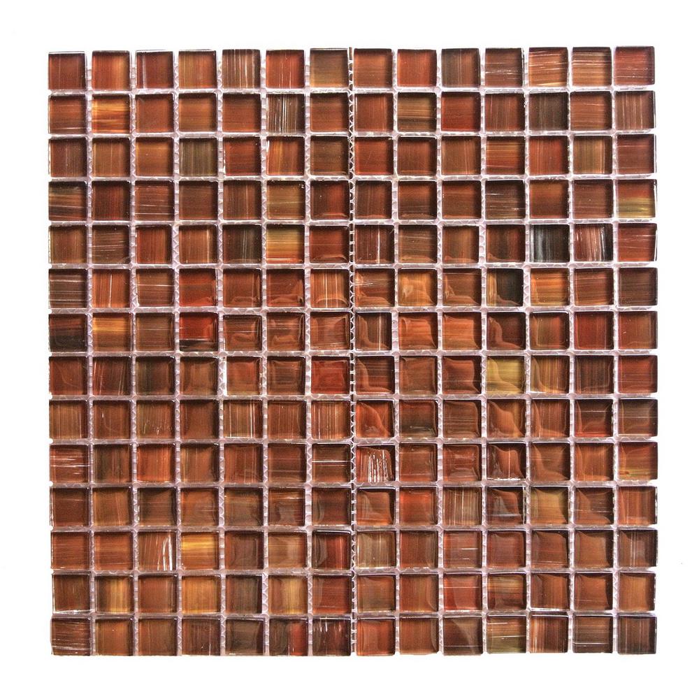 ABOLOS Handicraft II Maroon 12 in. x 12 in. Glass Mosaic Tile-HMDHDCSQ ...