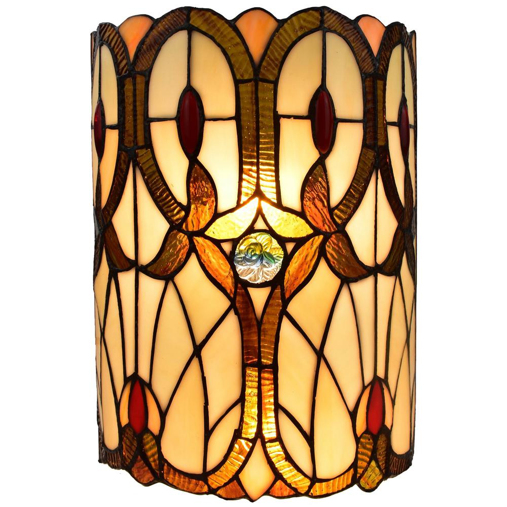 Amora Lighting 2-Light Multi-Colored Tiffany Style Geometric Wall ...