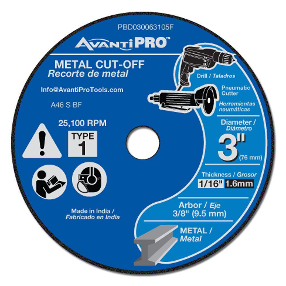 Avanti Pro 3 in. x 1/16 in. x 3/8 in. Metal Cut-Off Disc (5-Pack ...