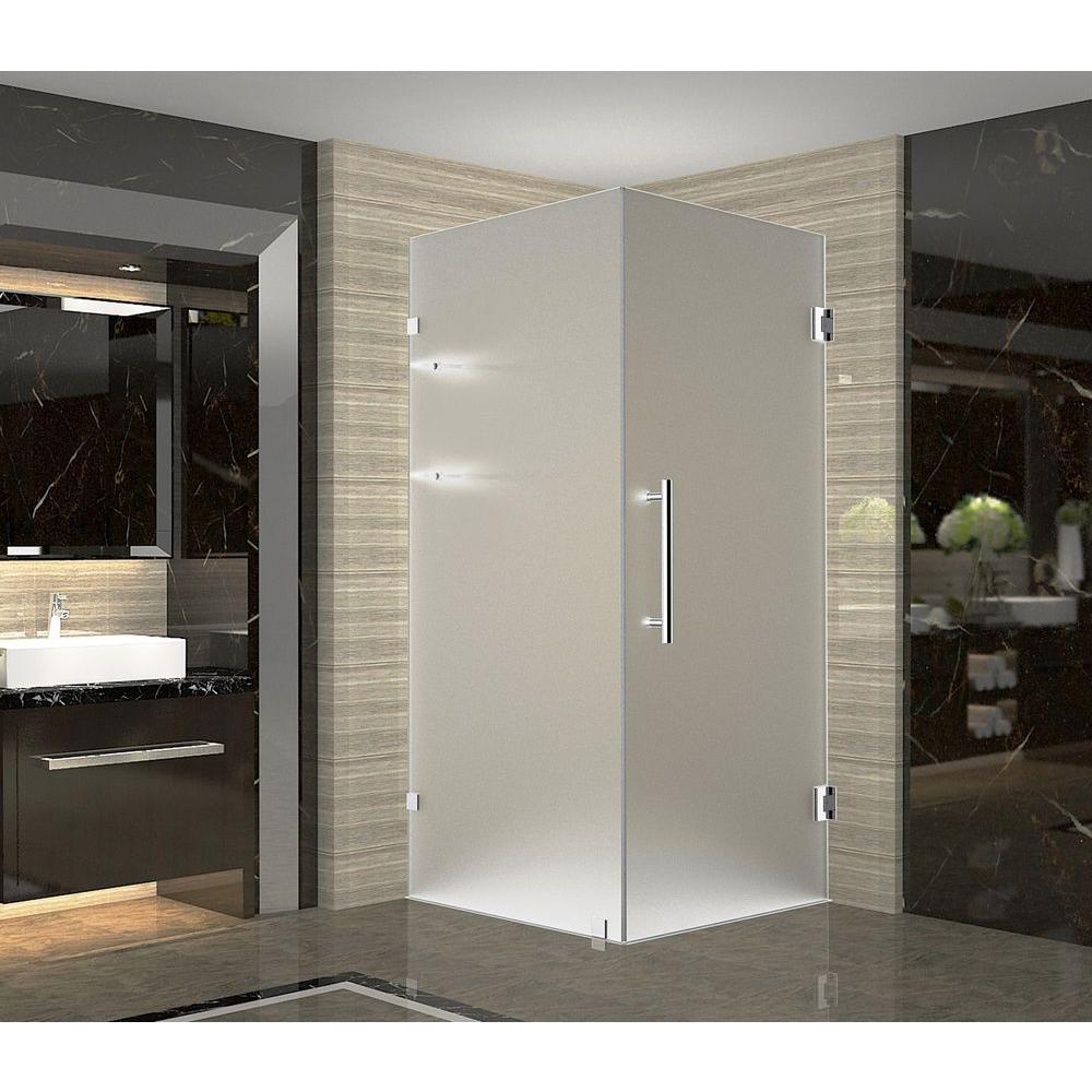 Aston SEN973 38 in. x 38 in. x 77-1/2 in. Semi-Frameless Neo-Angle Pivot Shower Enclosure in ...