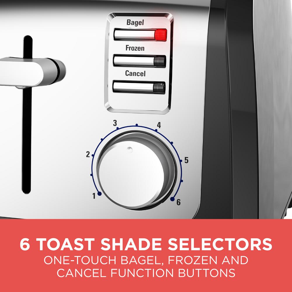 BLACK+DECKER 4-Slice Stainless Steel Wide Slot Toaster with Crumb Tray ...