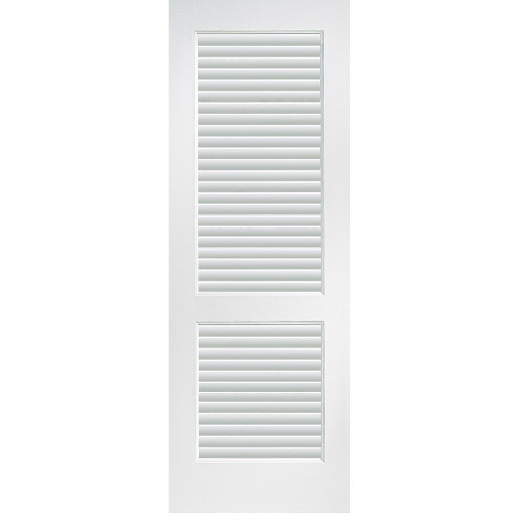 MMI Door 36 In X 80 In Primed Composite MDF Full Louver Over Louver MMI Door 36 In X 80 In Primed Composite MDF Full Louver Over Louver