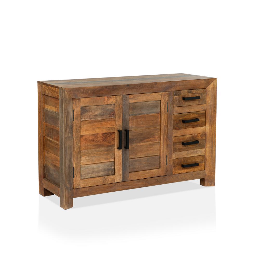 Furniture of America Dagan Natural Rustic Buffet Server with 4-Drawers ...