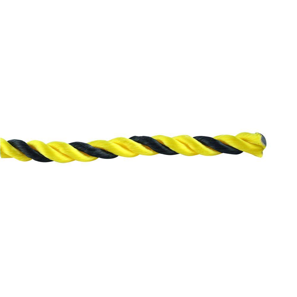 Everbilt 1/2 in. x 300 ft. Black and Yellow Twisted Polypropylene Rope ...