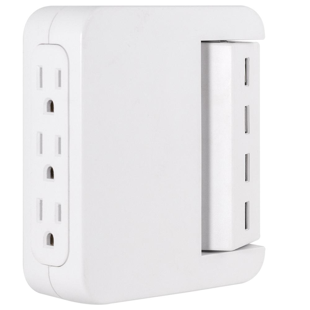 GE 4-USB Outlet Charging Station, White-31712 - The Home Depot