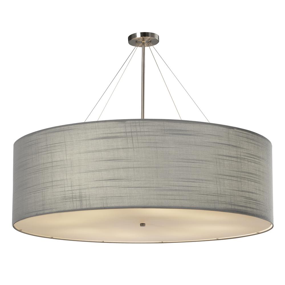 Justice Design Textile Classic 6-Light Brushed Nickel Drum Pendant with ...