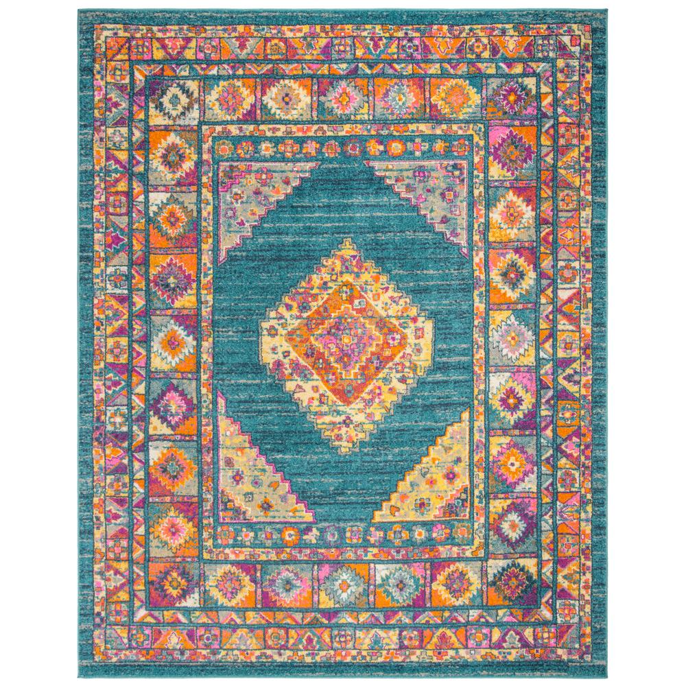 SAFAVIEH Madison Light Blue/Orange 8 ft. x 10 ft. Border Area Rug ...