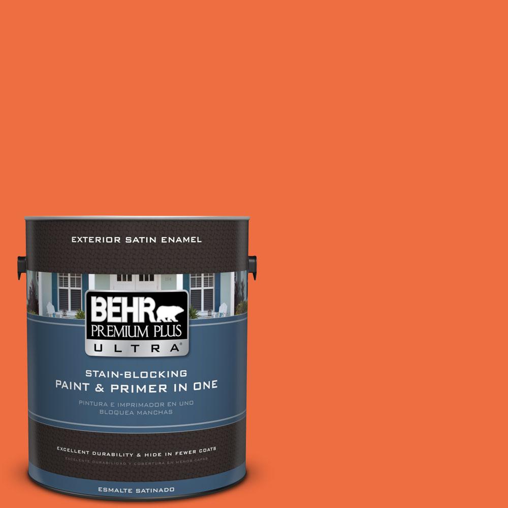 BEHR Premium Plus Ultra 1-gal. #210B-6 Aurora Orange Satin Enamel ...