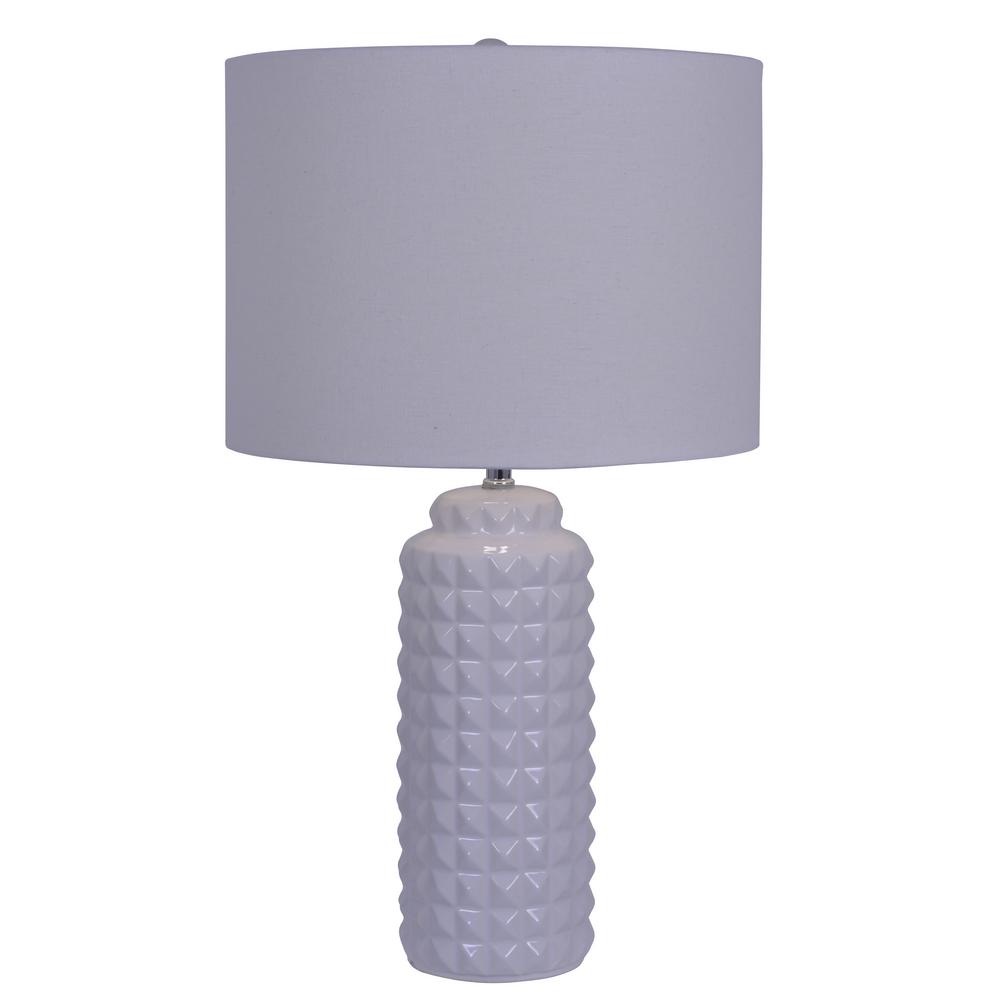 River of Goods 24.5 in. White Linen Table Lamp with Ceramic Base-15244 ...