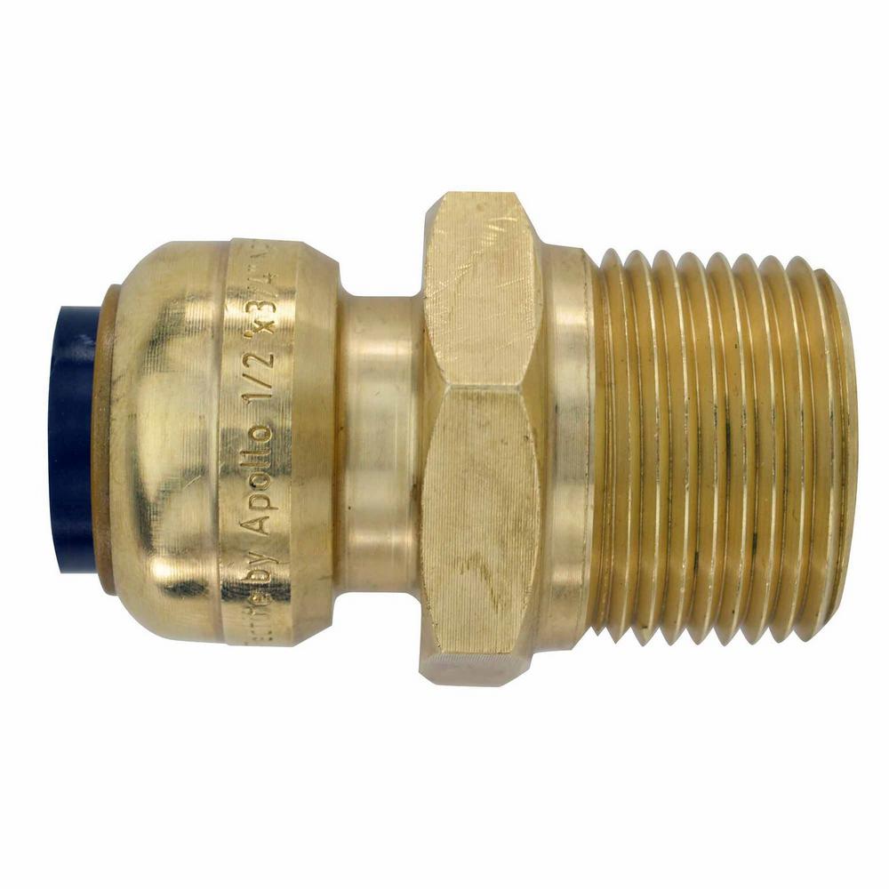 Tectite 1/2 in. Brass Push-to-Connect x 3/4 in. Male Pipe Thread Reducing Adapter-FSBMA1234 ...