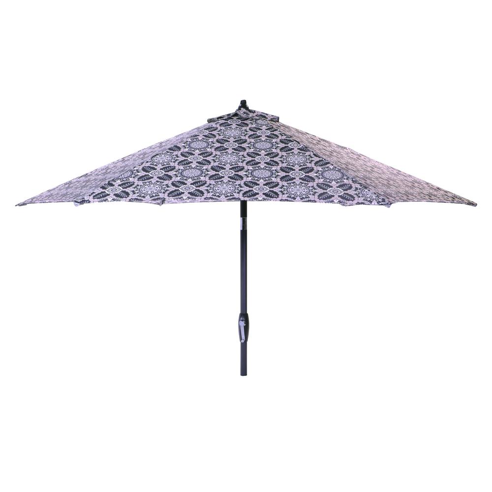 Hampton Bay 9 ft. Aluminum Market Tilt Patio Umbrella in Black Tile ...