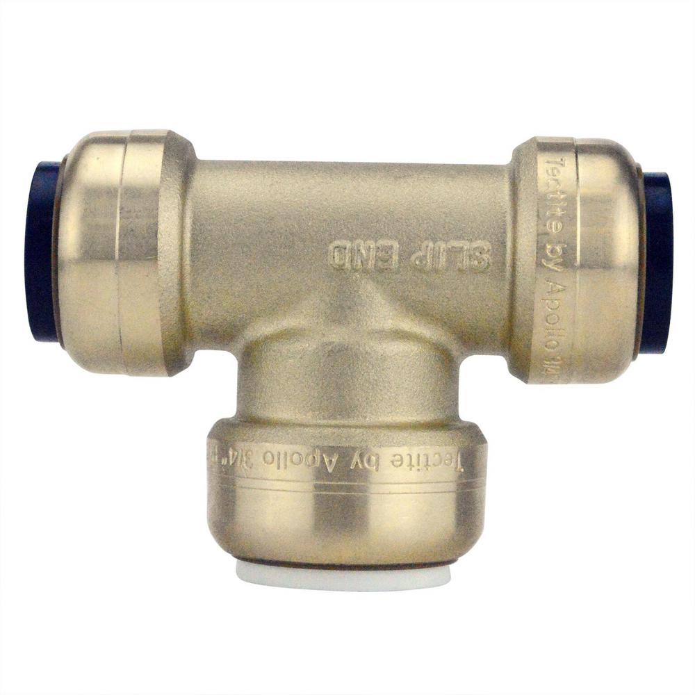 Tectite 3/4 in. CTS x 3/4 in. CTS x 3/4 in. IPS Brass Push-To-Connect Slip Tee-FSBT3434IPS34 ...