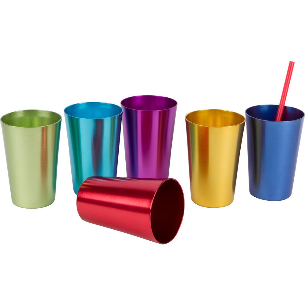 Trademark Innovations Retro 6 Piece Aluminum Tumblers Assorted Colors Tmblr Al 6x The Home Depot