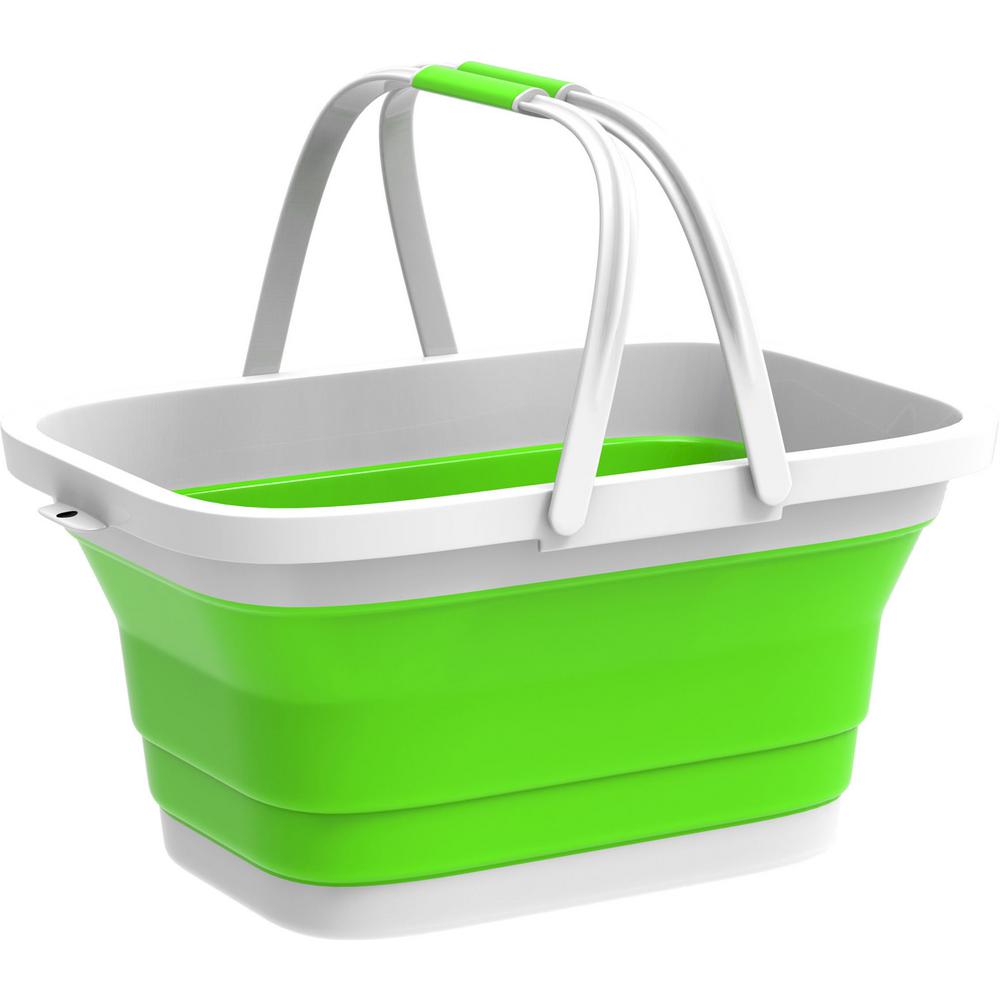 Lavish Home Green Collapsible Multi-Use Plastic Basket with Comfort ...