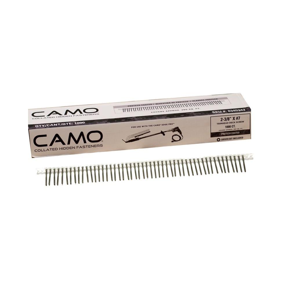 CAMO 2-3/8 in. ProTech Coated Collated Hidden Deck Screw (1000-Count ... CAMO 2-3/8 in. ProTech Coated Collated Hidden Deck Screw (1000-Count ...