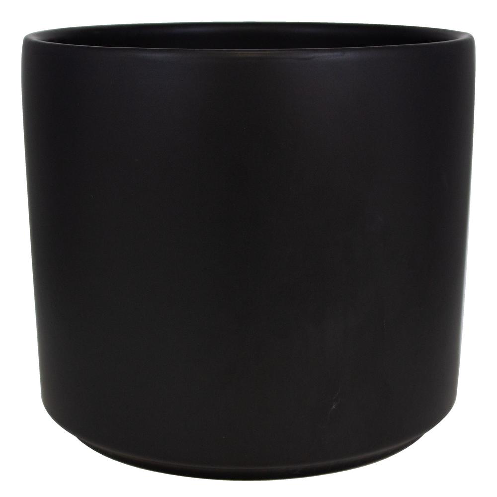 Trendspot 12 in. Black Ceramic Cylinder Planter-ECR11502N-12H - The ...