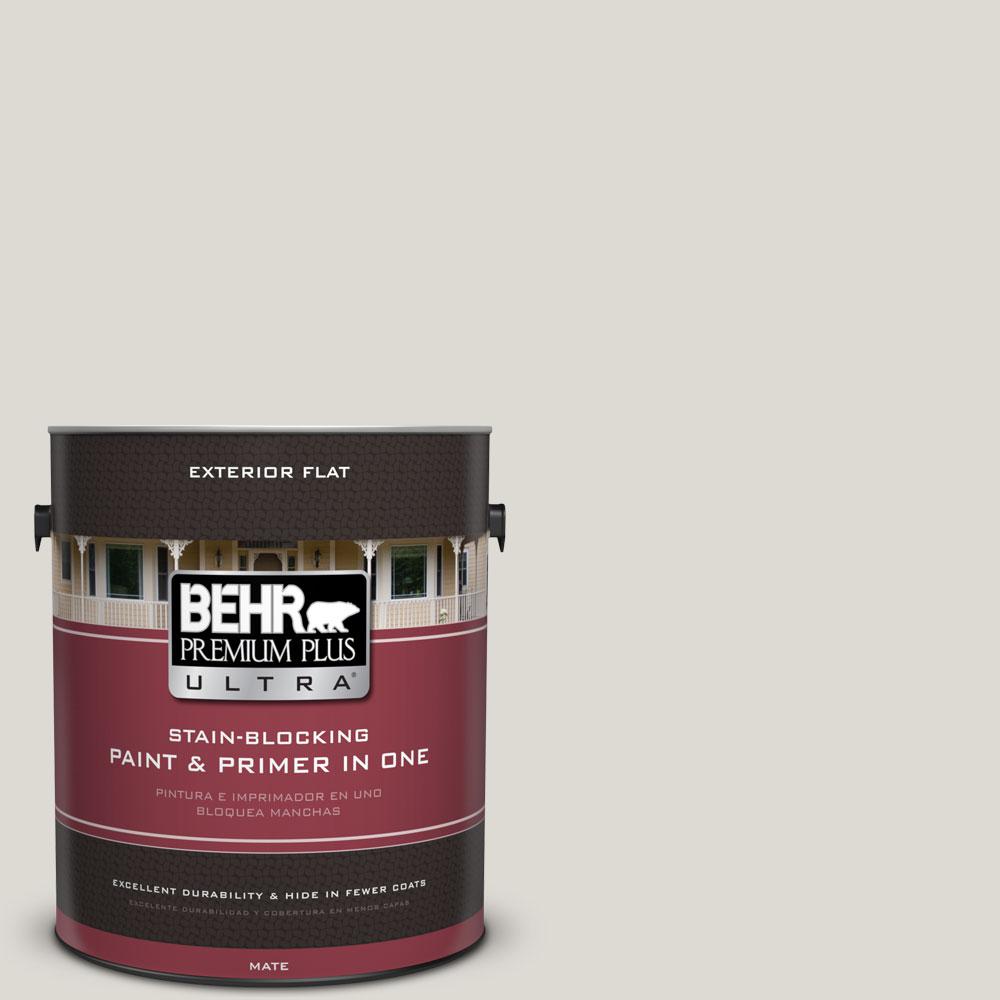 BEHR Premium Plus Ultra 1-gal. #ICC-23 Silver Tradition Flat Exterior ...