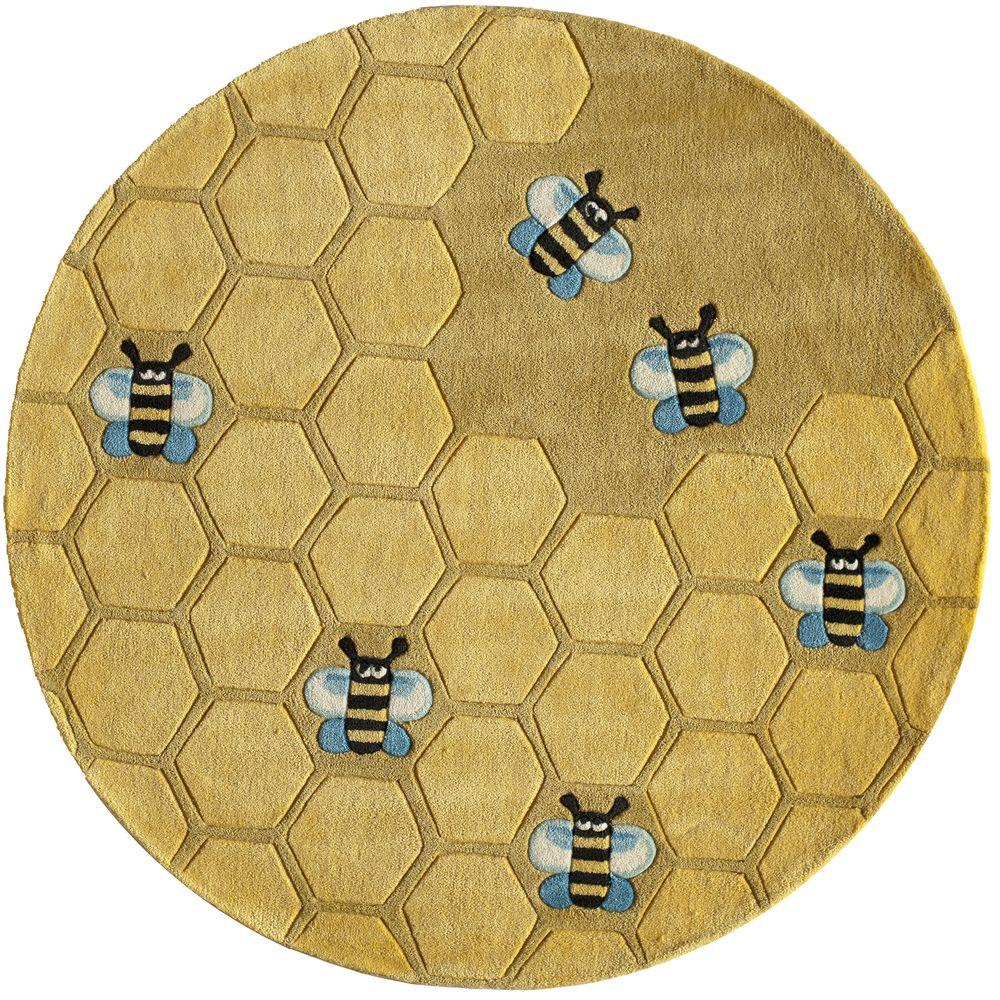 Momeni Caprice Honeycomb Gold 5 ft. x 5 ft. Indoor Round Area Rug ...