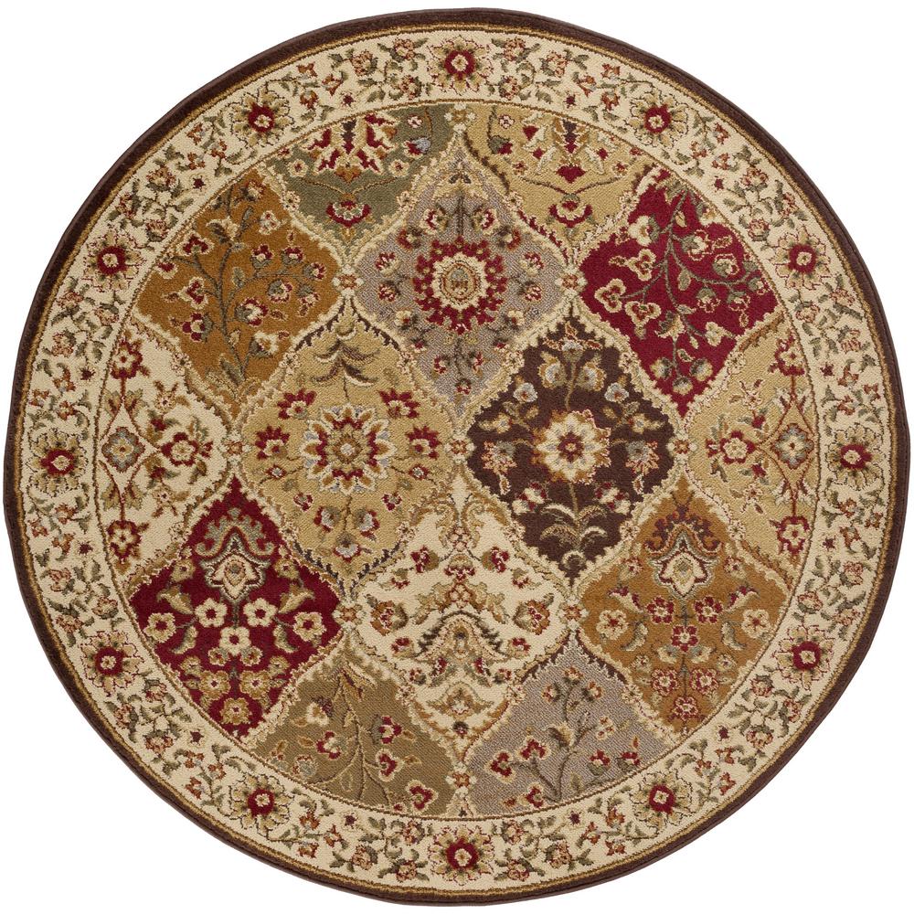 Tayse Rugs Elegance Multi 5 ft. 3 in. x 5 ft. 3 in. Round Indoor Area ...