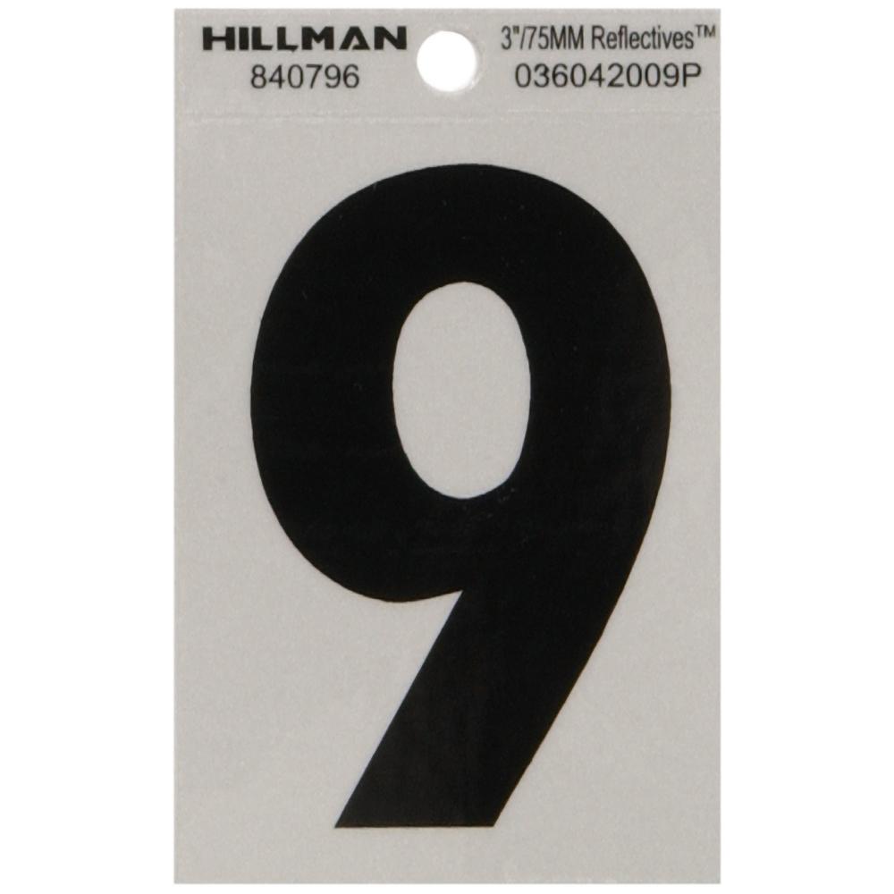 HY-KO 3 in. Vinyl Reflective Number 9-RV-50/9 - The Home Depot